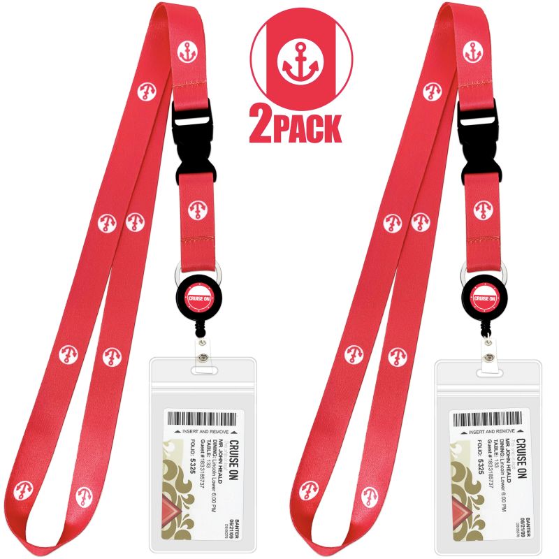 Cruise Lanyards with ID Holder, Retractable Badge & Waterproof Card Ho ...